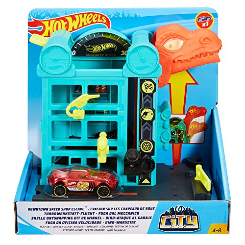 Hot Wheels Downtown Speed Shop Escape, playset