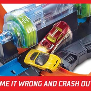 Hot Wheels Toy Car Track Set, Corkscrew Crash with 1:64 Scale Car, 3 Crash Zones, Powered by Motorized Booste, [Amazon Exclusive]