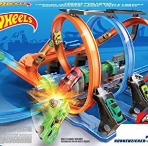 Hot Wheels Toy Car Track Set, Corkscrew Crash with 1:64 Scale Car, 3 Crash Zones, Powered by Motorized Booste, [Amazon Exclusive]