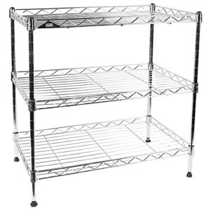 apollo hardware chrome 3-tier wire shelving unit 20"x12"x20" with shelf liner