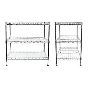 Apollo Hardware Chrome 3-Tier Wire Shelving Unit 20"x12"x20" with Shelf Liner