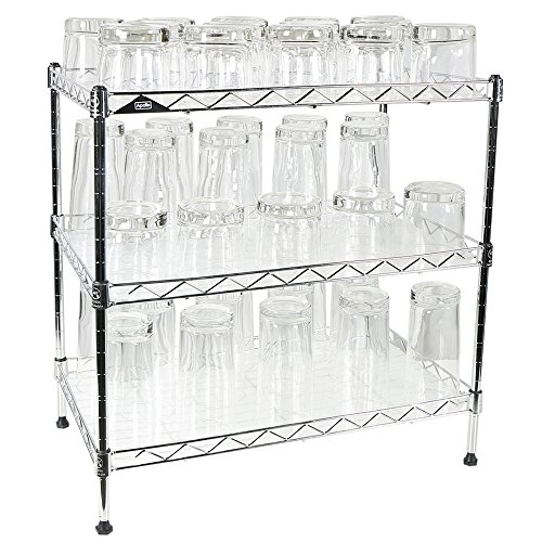 Apollo Hardware Chrome 3-Tier Wire Shelving Unit 20"x12"x20" with Shelf Liner