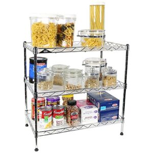 Apollo Hardware Chrome 3-Tier Wire Shelving Unit 20"x12"x20" with Shelf Liner