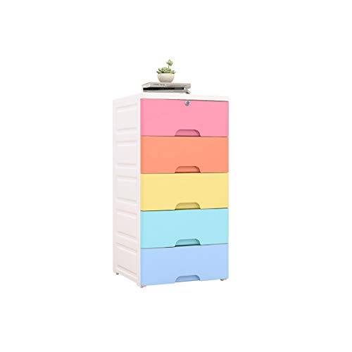 Nafenai Plastic Cabinet 5 Drawers Storage Dresser,Small Closet Drawers Organizer Unit for Clothes,Toys,Bedroom,Playroom,Colorful