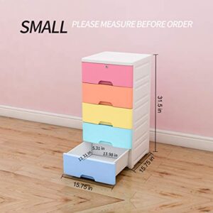 Nafenai Plastic Cabinet 5 Drawers Storage Dresser,Small Closet Drawers Organizer Unit for Clothes,Toys,Bedroom,Playroom,Colorful