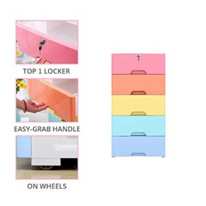 Nafenai Plastic Cabinet 5 Drawers Storage Dresser,Small Closet Drawers Organizer Unit for Clothes,Toys,Bedroom,Playroom,Colorful