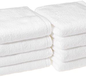 Amazon Basics 100% Cotton Quick-Dry Hand Towel, 8-Pack, White, 28" x 16"