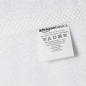 Amazon Basics 100% Cotton Quick-Dry Hand Towel, 8-Pack, White, 28" x 16"