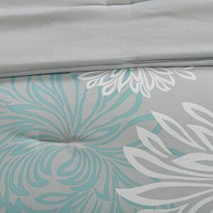 Madison Park Essentials Maible Cozy Bed in A Bag Comforter with Complete Cotton Sheet Set-Floral Medallion Damask Design All Season Cover, Decorative Pillow, Full (78 in x 86 in), Floral Aqua 9 Piece