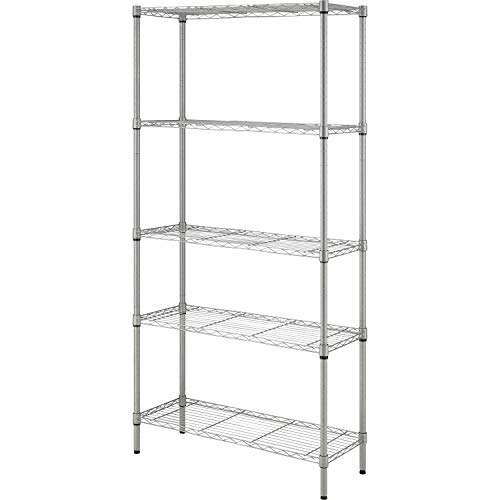 Lorell Light-Duty Wire Shelving Storage Rack, 72" x 36" x 14", Silver