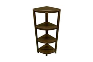 decoteak corner shower shelf 4-tier oasis teak wood corner shower bench with storage shelf 38" height snazzy corner shower stool in dark brown stained finish