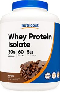 nutricost whey protein isolate (mocha) 5lbs - gluten free & non-gmo