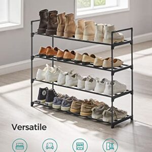 SONGMICS Shoe Rack, 4 Tier Shoe Organizer, Metal Shoe Storage Shelf for 20 Pairs of Shoes, Easy to Assemble, Entryway, Black ULSA14BK