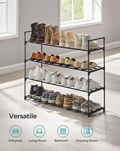 SONGMICS Shoe Rack, 4 Tier Shoe Organizer, Metal Shoe Storage Shelf for 20 Pairs of Shoes, Easy to Assemble, Entryway, Black ULSA14BK