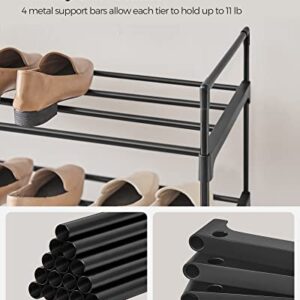 SONGMICS Shoe Rack, 4 Tier Shoe Organizer, Metal Shoe Storage Shelf for 20 Pairs of Shoes, Easy to Assemble, Entryway, Black ULSA14BK