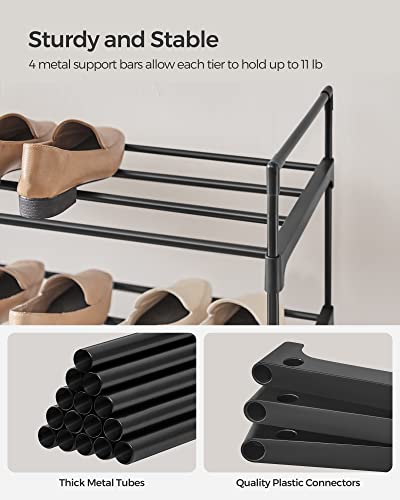 SONGMICS Shoe Rack, 4 Tier Shoe Organizer, Metal Shoe Storage Shelf for 20 Pairs of Shoes, Easy to Assemble, Entryway, Black ULSA14BK