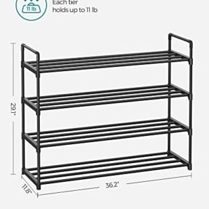 SONGMICS Shoe Rack, 4 Tier Shoe Organizer, Metal Shoe Storage Shelf for 20 Pairs of Shoes, Easy to Assemble, Entryway, Black ULSA14BK