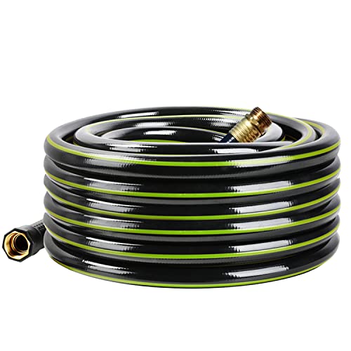 Worth Garden 5/8 in. x 25 ft. Garden Hose - 5/8'' x 25' Durable Non Kinking PVC Water Hose with Brass Fittings - Short Flexible Hose for Household and Professional Use 12-YEAR WARRANTY - H155B04