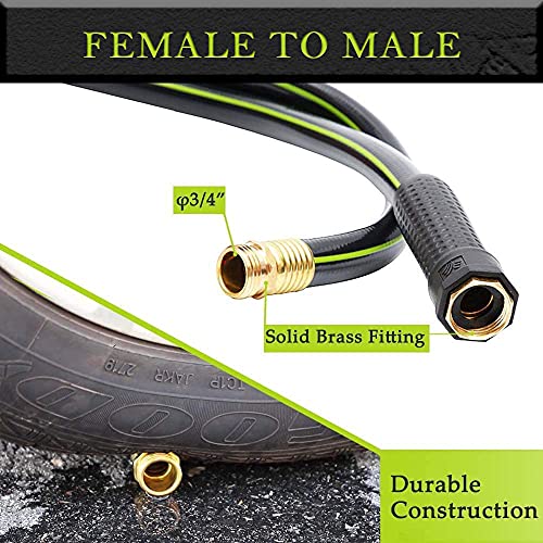 Worth Garden 5/8 in. x 25 ft. Garden Hose - 5/8'' x 25' Durable Non Kinking PVC Water Hose with Brass Fittings - Short Flexible Hose for Household and Professional Use 12-YEAR WARRANTY - H155B04