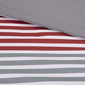 Comfort Spaces Twin Comforter Sets with Sheets - Bed in a Bag 6 Pieces Teen Bedding Sets Twin, Red and Grey Stripes Bedding Twin, College Twin Bed Set with 2 Side Pockets Bedroom Organizer