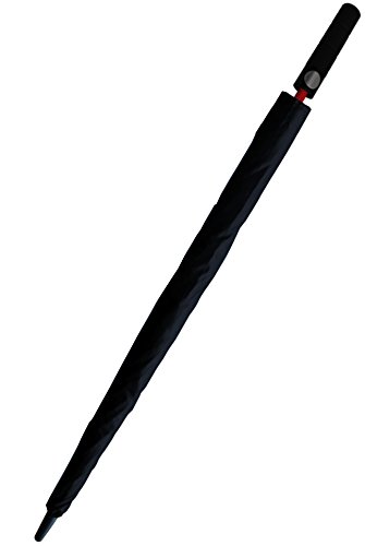 COLLAR AND CUFFS LONDON - 60MPH Windproof EXTRA STRONG - StormFighter Jumbo Umbrella - Striking Red Reinforced Fiberglass Frame - For 1 or 2 Persons - Auto Open - Non Slip Tyre Style Handle - Black