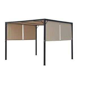 christopher knight home wendy outdoor steel framed 10' gazebo, beige/black