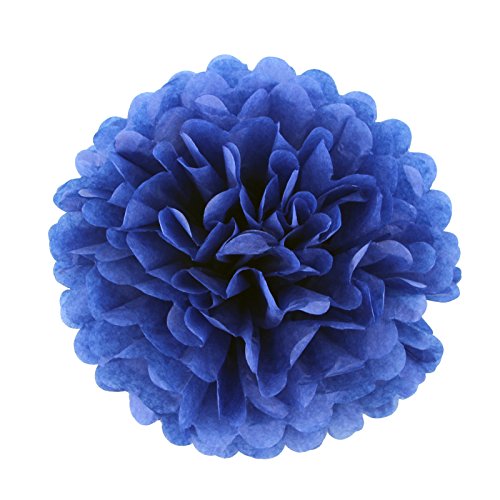 HEARTFEEL 11pcs Navy Blue Silver White Tissue Pom Poms Paper Lanterns Paper Fans Kit for Baby Shower, Bachorlette, Wedding, Birthday, Grad Party Decorations (Navy Blue,Silver,White)