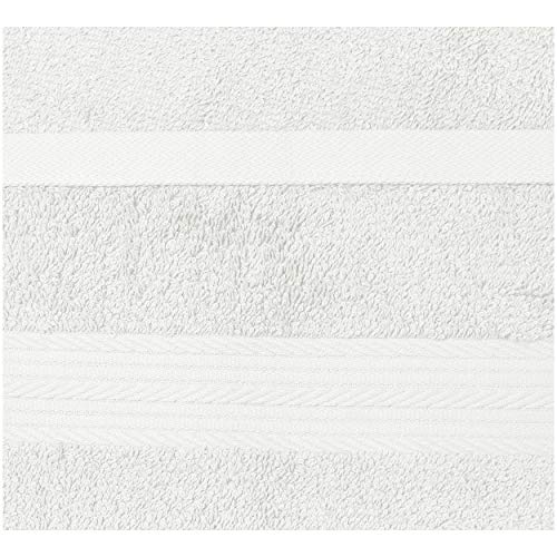 Amazon Basics Fade-Resistant Cotton Hand Towel - 6-Pack, White, 12" L x 7" W