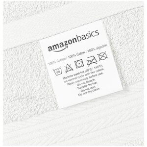 Amazon Basics Fade-Resistant Cotton Hand Towel - 6-Pack, White, 12" L x 7" W