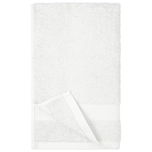 Amazon Basics Fade-Resistant Cotton Hand Towel - 6-Pack, White, 12" L x 7" W