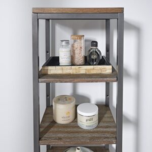 Home Styles Barnside Metro Gray Seven-tier Storage Shelf Tower with Four Adjustable Shelves, Brushed Pine Veneer Shelves, and Powder Coated Metal Frame