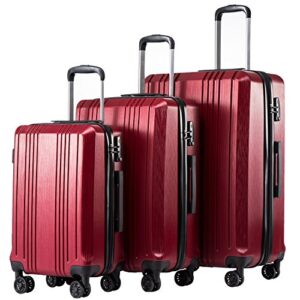 coolife luggage expandable suitcase pc+abs 3 piece set with tsa lock spinner 20in24in28in