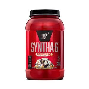 bsn syntha-6 whey protein powder, cold stone creamery- birthday cake remix flavor, micellar casein, milk protein isolate powder, 25 servings