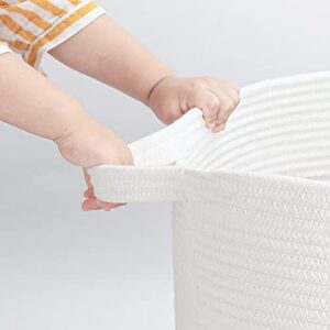 INDRESSME XXXLarge Cotton Rope Basket 21.7" x 21.7" x 13.8" Woven Baby Laundry Basket for Blankets Toys Storage Basket with Handle Comforter Cushions Storage Bins Thread Laundry Hamper-Black Stitch