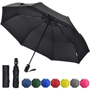 anntrue windproof travel umbrella, auto open close lightweight compact portable backpack folding umbrella, perfect for car, purse, men and women (black)