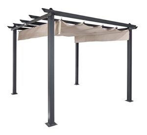 coolaroo aurora pergola, backyard or patio shade pergola, light filtering 90% uv block, 9'10" x 9'10", smoke