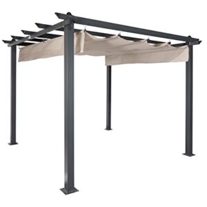 Coolaroo Aurora Pergola, Backyard or Patio Shade Pergola, Light Filtering 90% UV Block, 9'10" x 9'10", Smoke