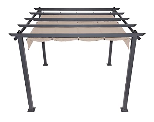 Coolaroo Aurora Pergola, Backyard or Patio Shade Pergola, Light Filtering 90% UV Block, 9'10" x 9'10", Smoke