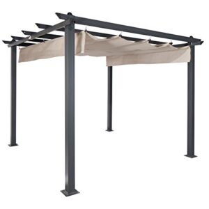 Coolaroo Aurora Pergola, Backyard or Patio Shade Pergola, Light Filtering 90% UV Block, 9'10" x 9'10", Smoke