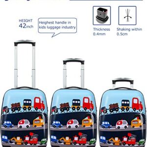 Lttxin Kids Rolling Luggage with Wheels Hard Shell Carry On Suitcase 18 inch for Toddler Boys Veholes