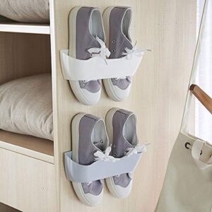 Yocice Wall Mounted Shoes Rack 4pcs with Sticky Hanging Strips, Plastic Shoes Holder Storage Organizer,Door Shoe Hangers (White- SM02(4PCS))