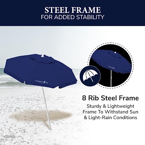 Caribbean Joe CJ-TUVC78NVY 6.5' tilting beach umbrella, Navy