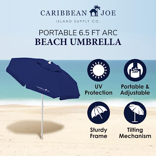 Caribbean Joe CJ-TUVC78NVY 6.5' tilting beach umbrella, Navy