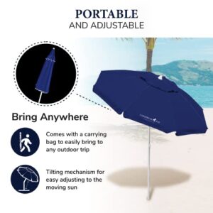 Caribbean Joe CJ-TUVC78NVY 6.5' tilting beach umbrella, Navy