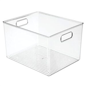 mDesign Plastic Storage Organizer Container Bin for Kitchen Organization in Pantry, Cabinet, Countertop Fridge, Refrigerator, and Freezer - Hold Food, Drink, or Snacks, Ligne Collection, Clear