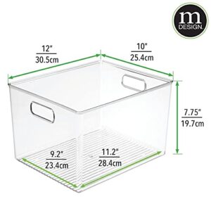 mDesign Plastic Storage Organizer Container Bin for Kitchen Organization in Pantry, Cabinet, Countertop Fridge, Refrigerator, and Freezer - Hold Food, Drink, or Snacks, Ligne Collection, Clear