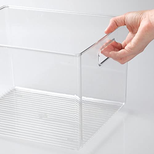 mDesign Plastic Storage Organizer Container Bin for Kitchen Organization in Pantry, Cabinet, Countertop Fridge, Refrigerator, and Freezer - Hold Food, Drink, or Snacks, Ligne Collection, Clear