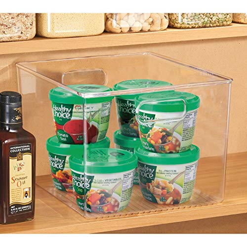 mDesign Plastic Storage Organizer Container Bin for Kitchen Organization in Pantry, Cabinet, Countertop Fridge, Refrigerator, and Freezer - Hold Food, Drink, or Snacks, Ligne Collection, Clear