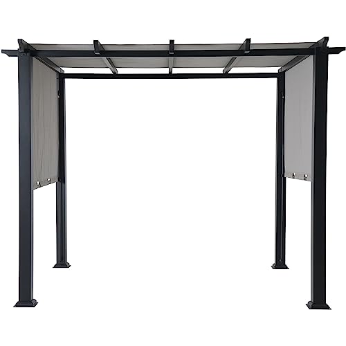 Hanover HAN 8 x 10 Ft. Freestanding Adjustable Gray Canopy, Heavy-Duty Steel Metal Frame with Weather-Protective Powder Coating, Pergola 8'x10', 0