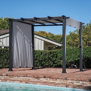 Hanover HAN 8 x 10 Ft. Freestanding Adjustable Gray Canopy, Heavy-Duty Steel Metal Frame with Weather-Protective Powder Coating, Pergola 8'x10', 0